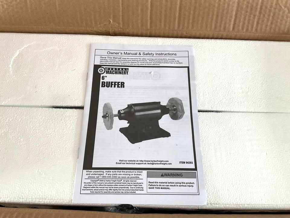 (C) 6" Buffer Bench Top Machine Polisher Tool Central Machinery New | eBay