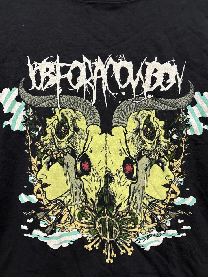 Job For A Cowboy Shirt Mens Medium Black Metal Band Skull Graphic Tee ...