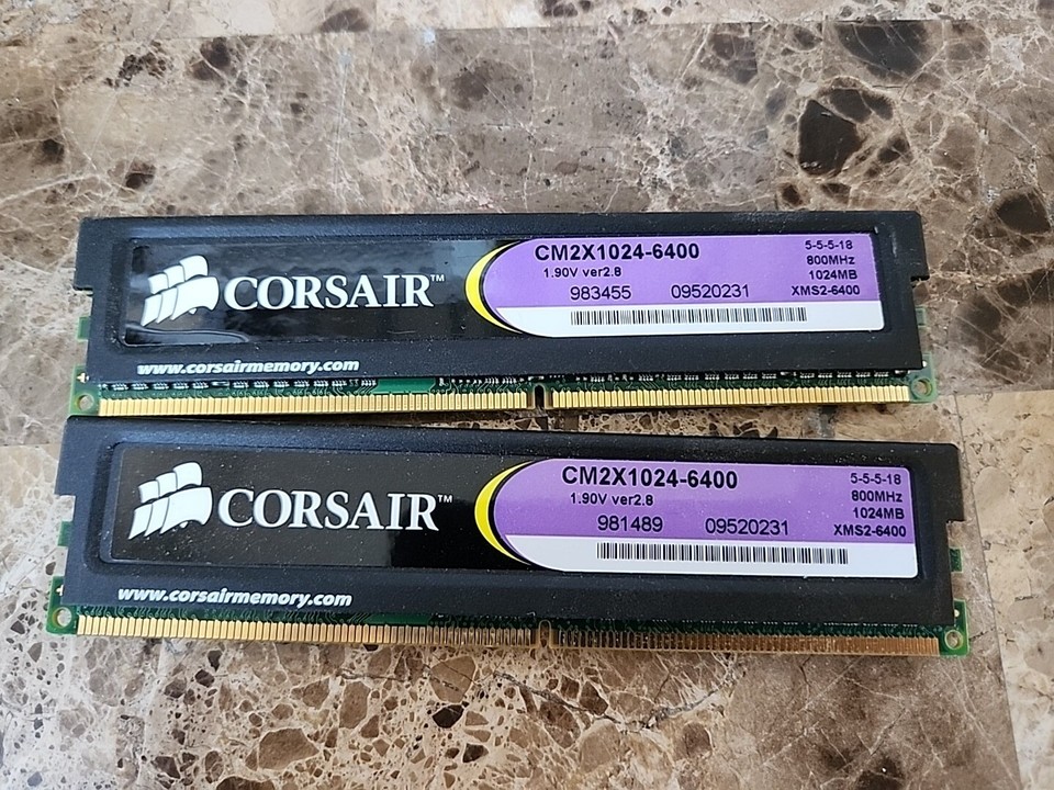 2GB 2x1GB Corsair CM2X1024-6400 XMS2-6400 Ram Memory Kit 800Mhz DDR2 ...