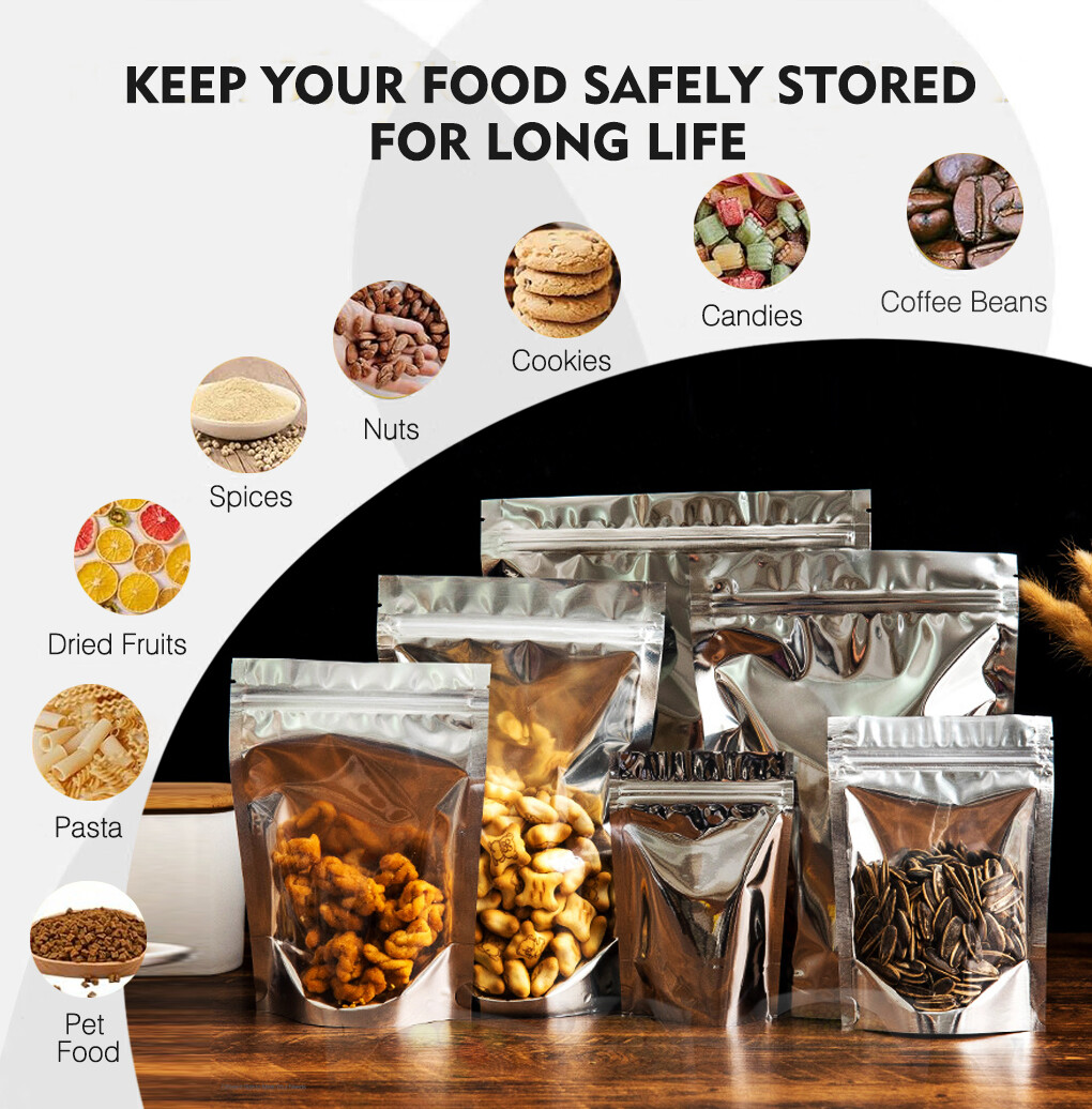 Aluminum Foil Mylar Food Packaging Zip Seal Bags Stand Up Pouches Bags ...