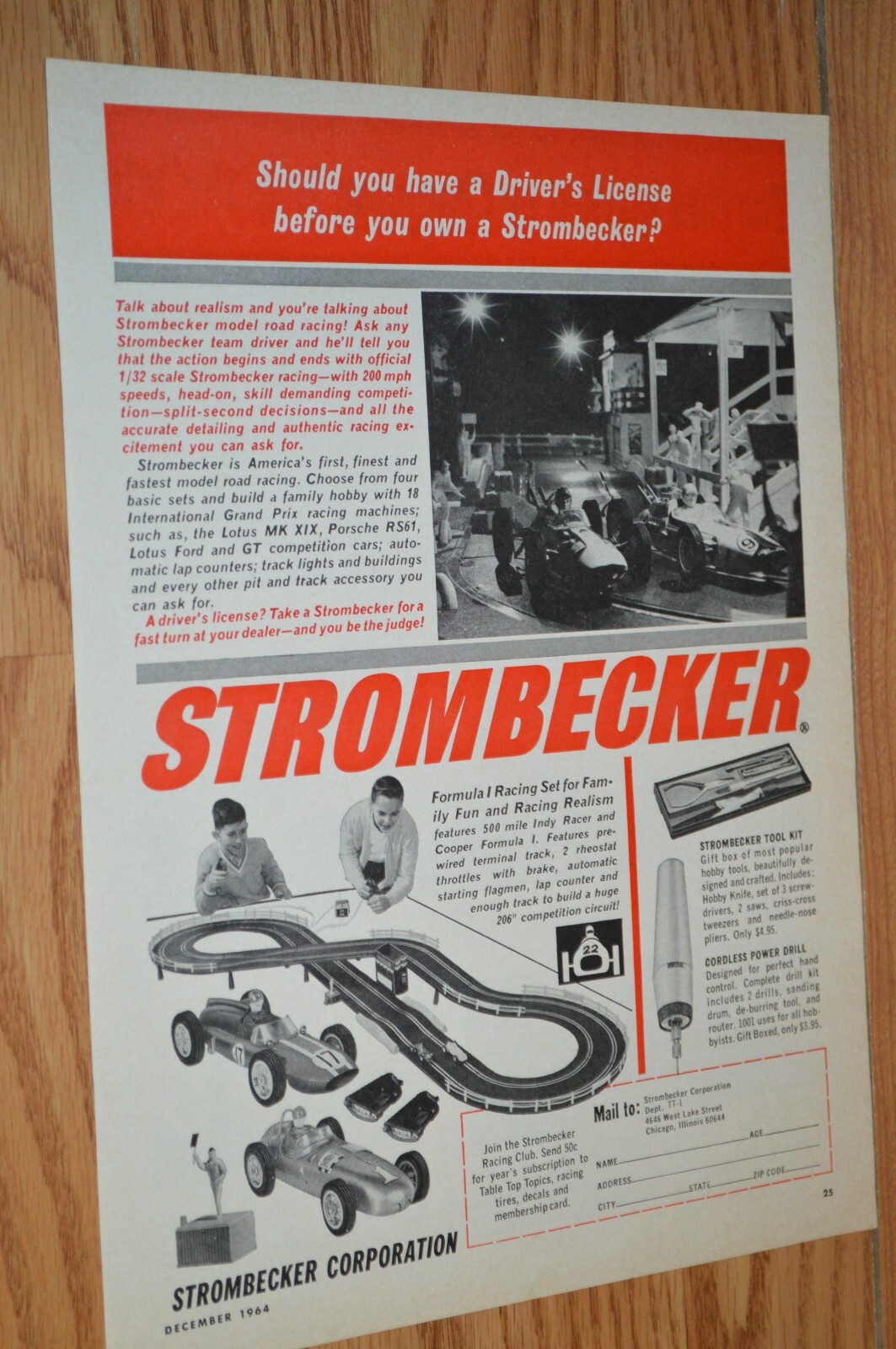1964 STROMBECKER SLOT CAR FORMULA 1 RACING SET TRACK ORIGINAL ...