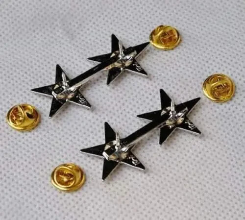 A PAIR WW2 US MILITARY ARMY TWO STARS MAJOR GENERAL RANK BADGE PIN ...