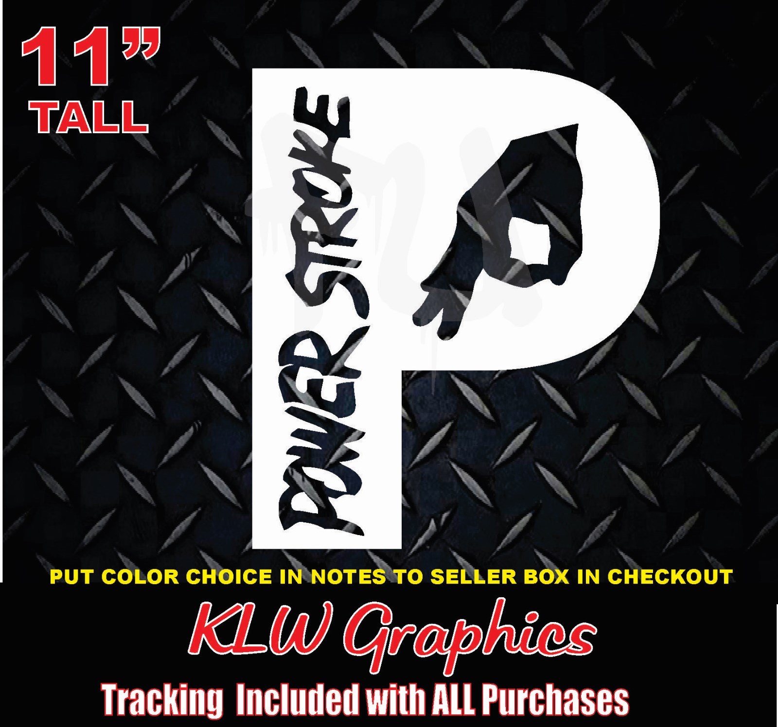 Powerstroke Hand P Decal Sticker Turbo Diesel Truck 6.7L 7.3L Crew Cab ...