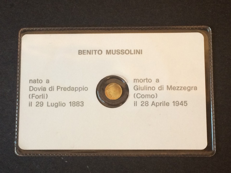 BENITO MUSSOLINI ITALIAN LEADER 1883-1945 GOLD COIN TOKEN W. OFFICIAL ...