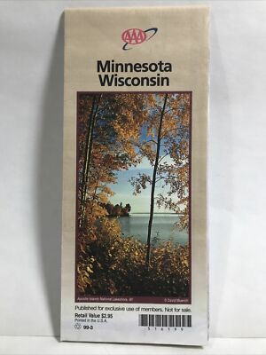 1999 AAA MINNESOTA WISCONSIN HIGHWAY ROAD MAP Travel Interstate Tour ...