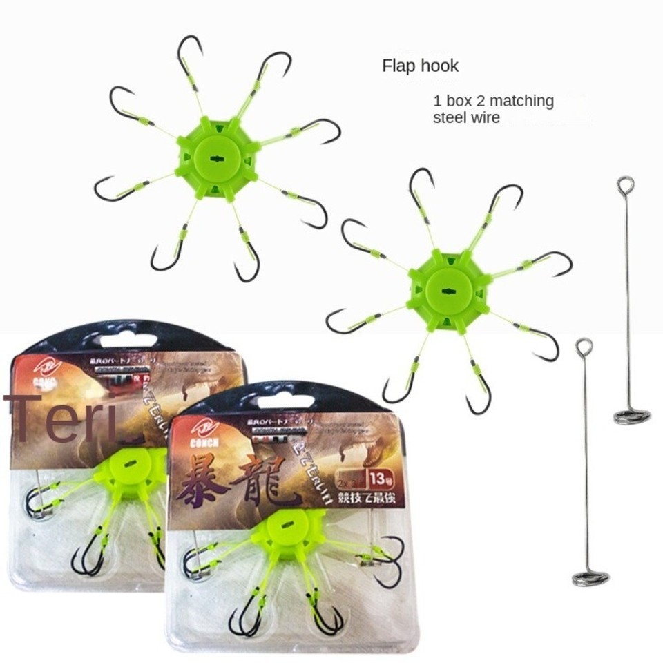 2pcs 8 hooks Fishing Flap Explosion hook luminous Fishhooks | eBay ...