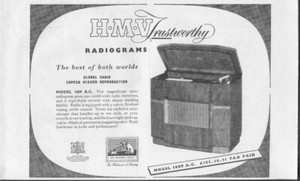 HMV RADIOGRAM: Radio & Record Reproduction. Original 1950 ADVERTISEMENT ...