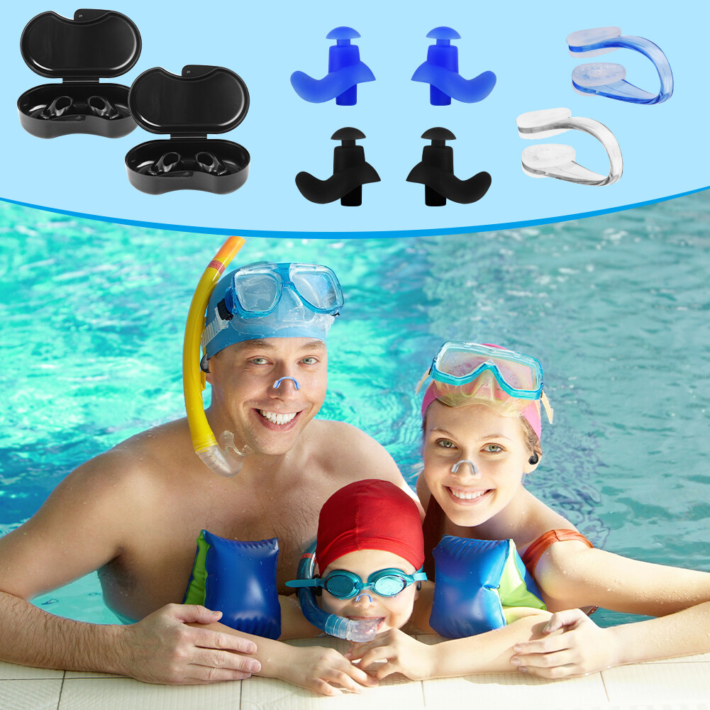 Protection Silicone Swimming With Nose Clip Surfing Ear Plug Set ...