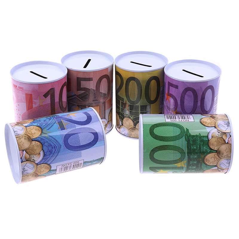 1pc Euro Dollar Money Box Safe Cylinder Piggy Bank Banks For Coins ...