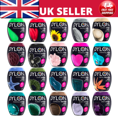 22 UK Colours Dylon Fabric & Clothes Dye, Dylon Machine Dye Black, Blue ...