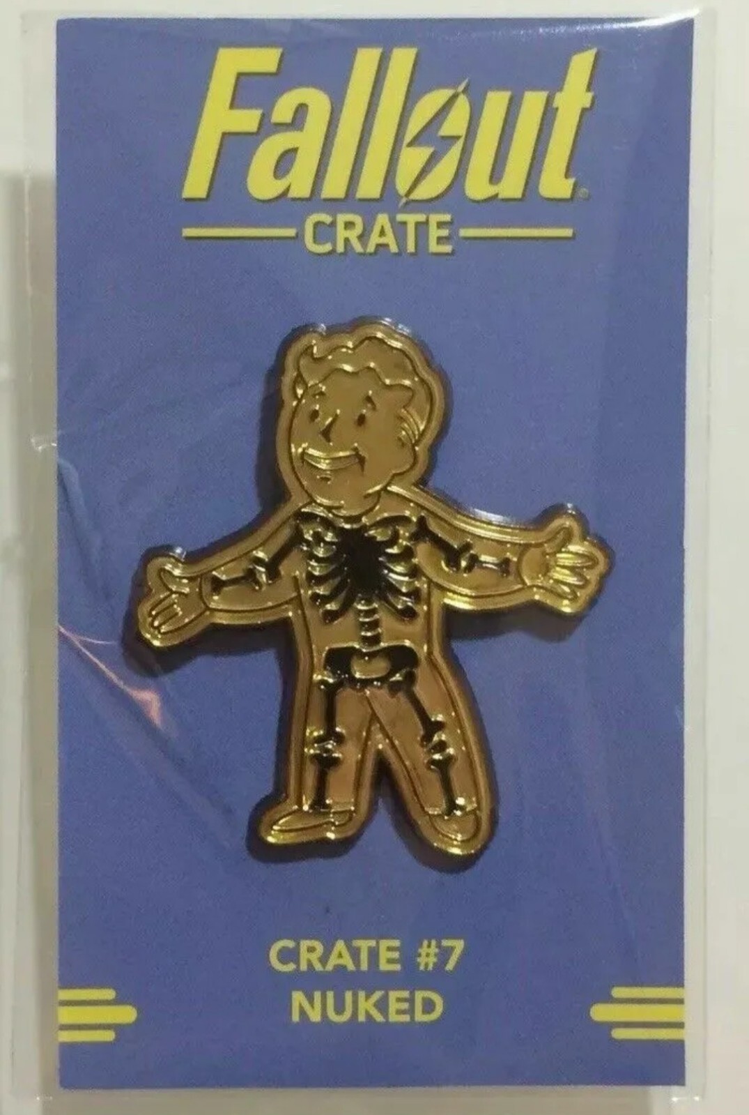 Fallout loot crate Crate 7 Nuked pin rare Gold varient | eBay