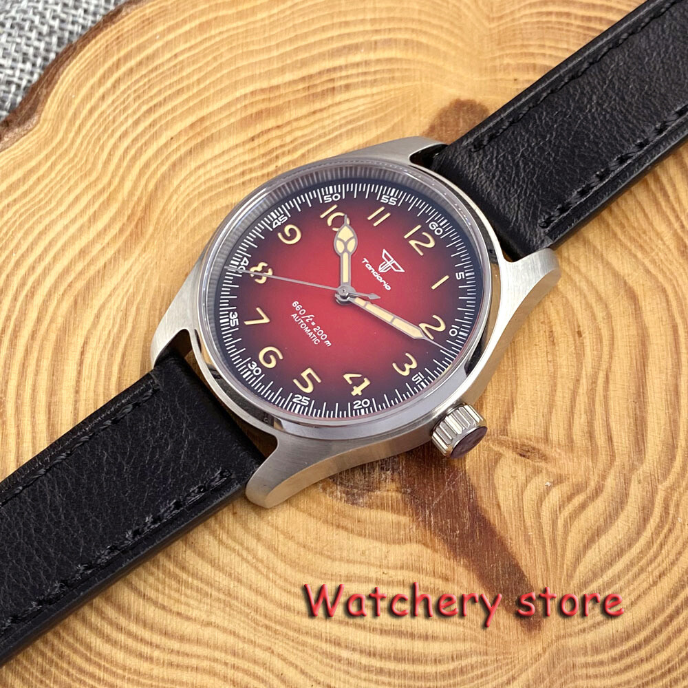 39mm Vintage Red Dial Pilot Fit NH35/PT5000 movement 20ATM Sapphire ...
