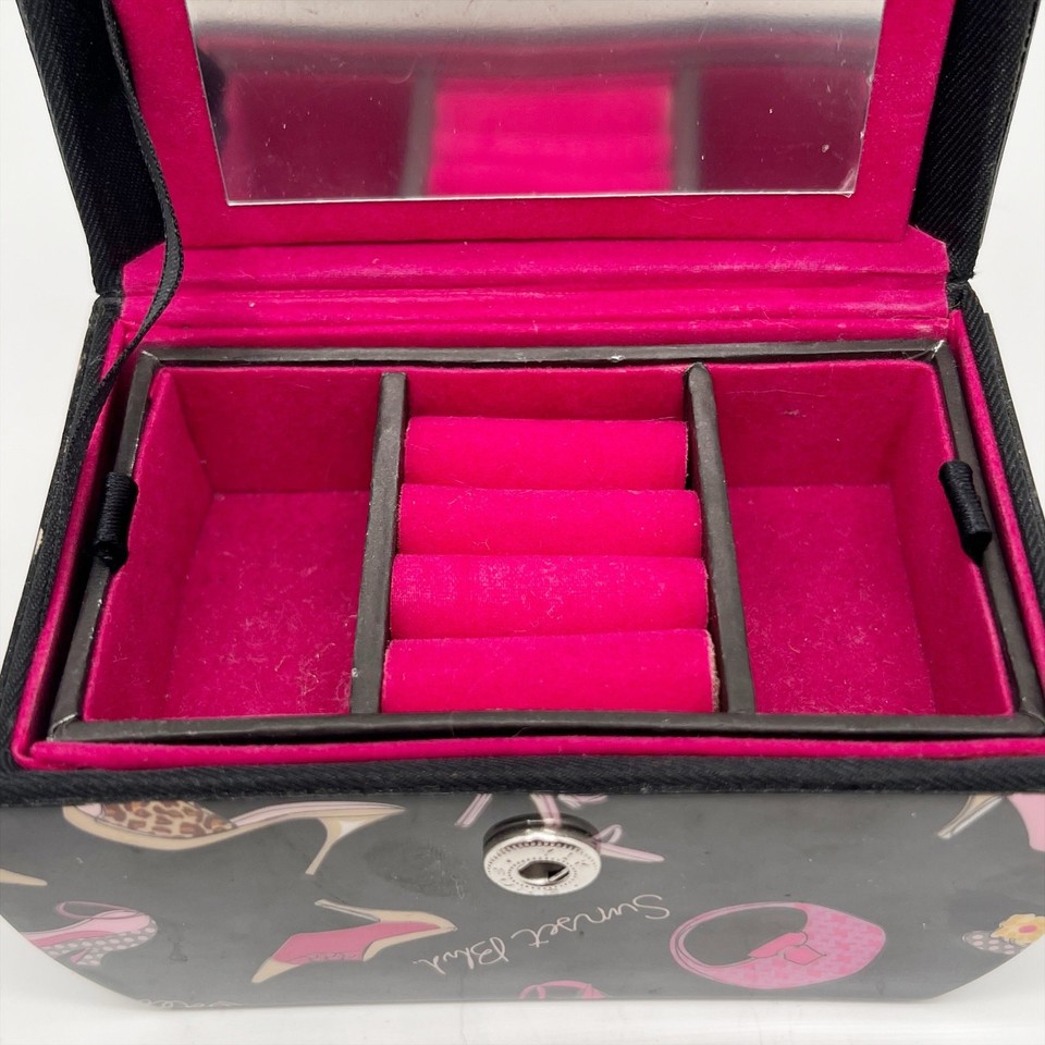 New Fashion Inspired Mini Travel Vinyl Jewelry Box Case Black and Pink ...