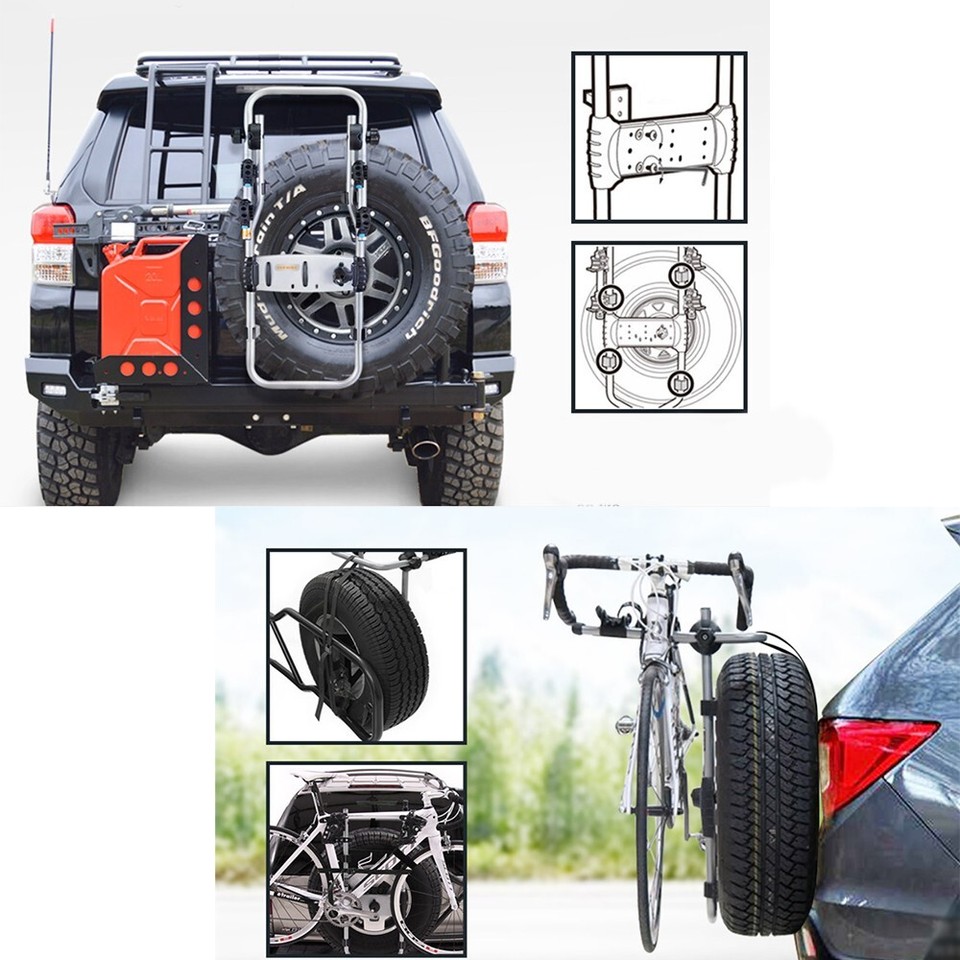 2 Bicycle Bike Rack Rear Spare Tyre Carrie Fit For Jeep Wrangler 1986 ...