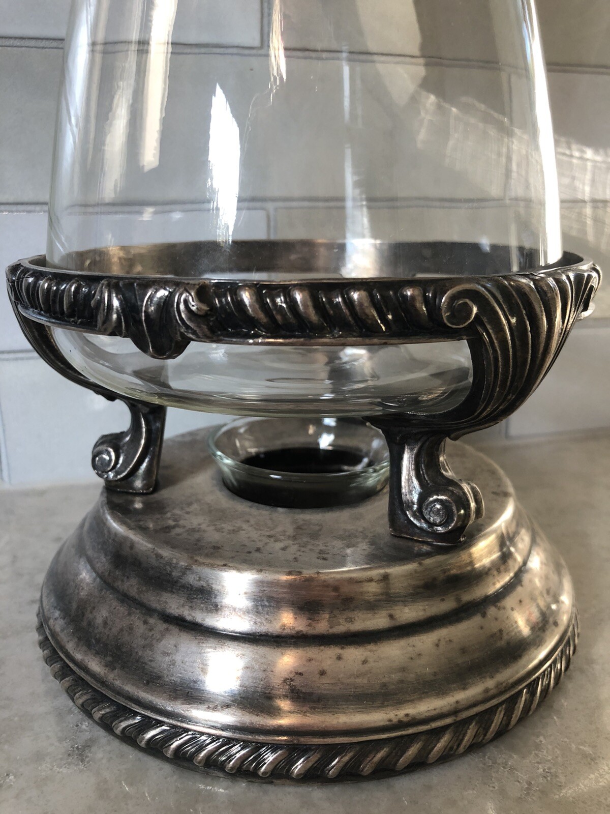 Antique Glass Coffee Warmer Silverplate Glass Sterno Heat | eBay