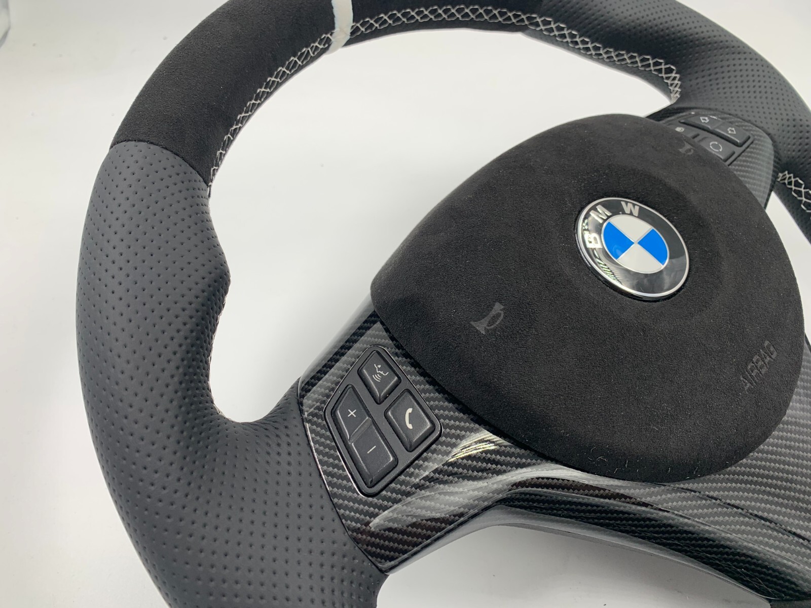 BMW E90 E91 E92 E93 E82 E87 E88 M Volant Fond Plat Alcantara Blanc | eBay