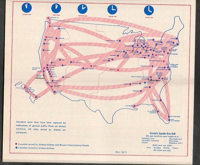 United Airlines System Flight Timetable & Route Map October 26 1975 | eBay