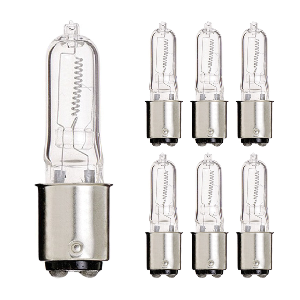 (6 Pack) JD Type CLEAR Bulbs 50Q/CL 50W 120V T4 Double Contact DC ...