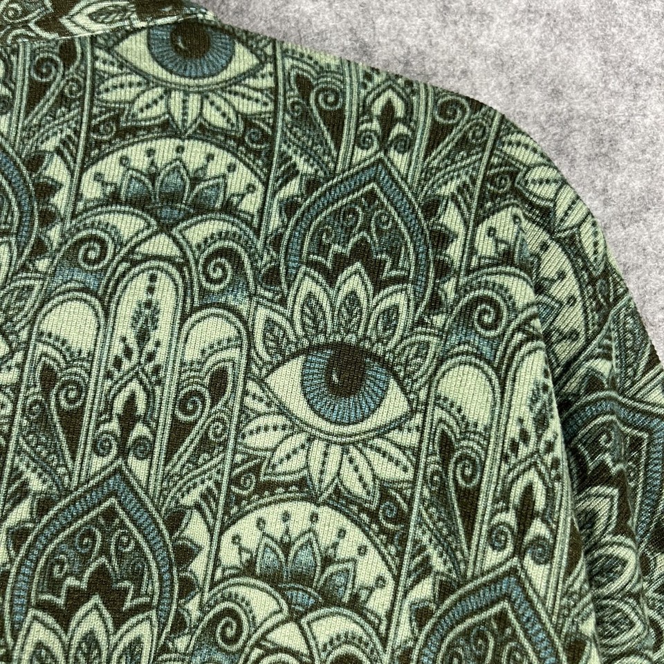 Earthbound Evil Eye Pajama Top Womens 2XL Green Button Up Stretch Soft ...