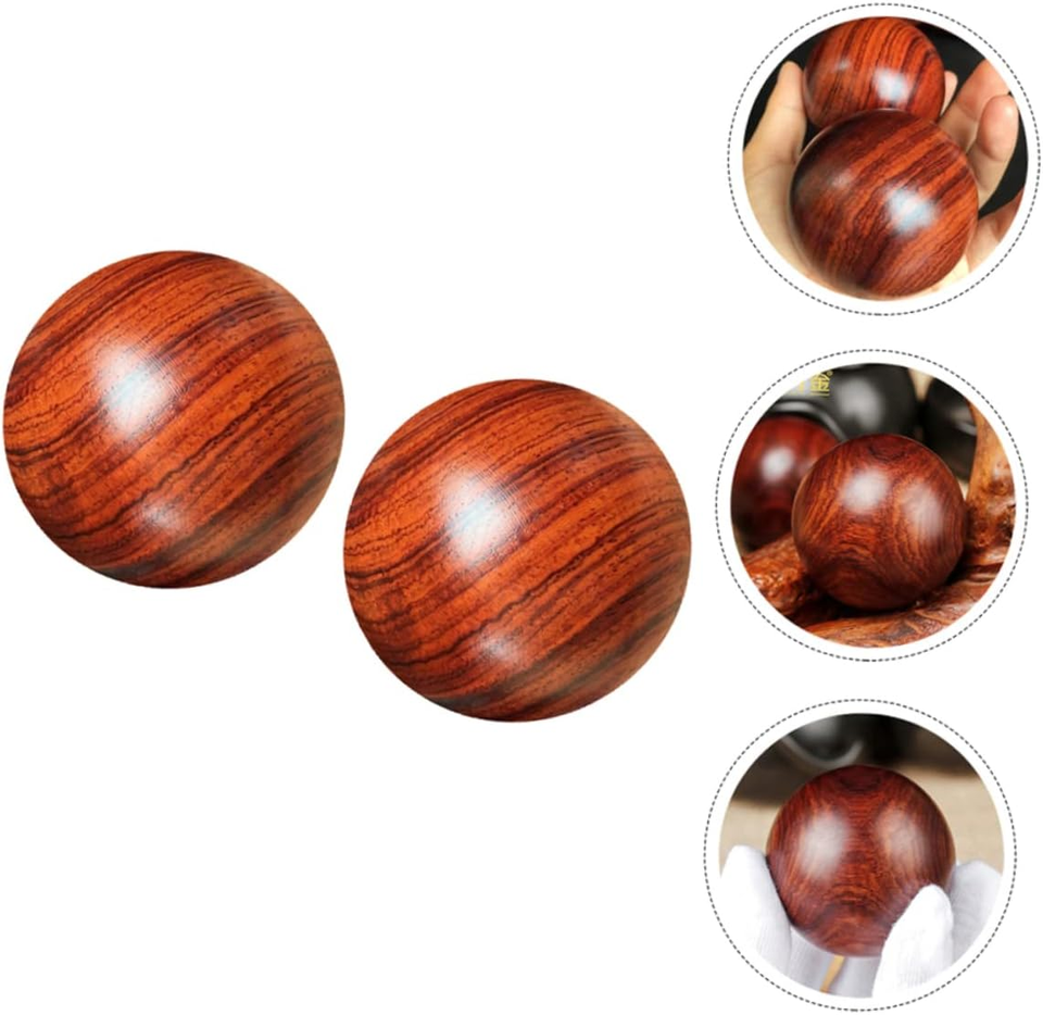2pcs Solid Wood Massage Ball Stress Hand Massagers Spiritual Baoding ...