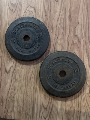 Lot 2 HEALTHWAYS Hollywood Barbell Weight Plates Cast Iron 10 Lbs (20 ...