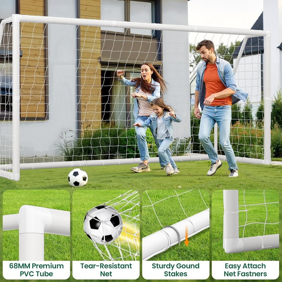 12x6/10x6/8x6/6x4FT Soccer Goals, Portable & Weatherproof HPVC Soccers ...