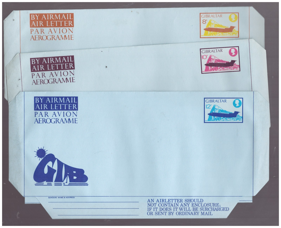 Gibraltar Postal Stationery ,Registered Envelope ,Aerogramm, postcard ...