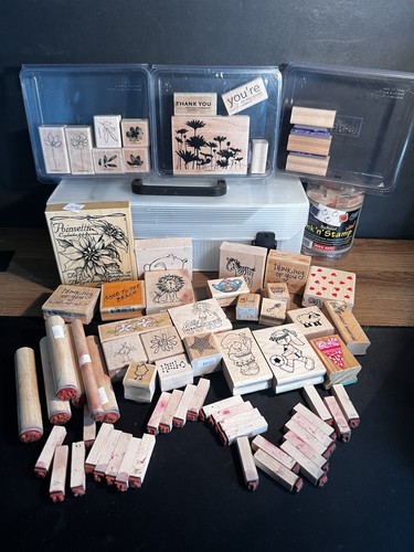 LOT OF 75+ VTG 90s RUBBER STAMPS/MANY BRANDS/JUDITH,PENNY BLACK,KATIE ...