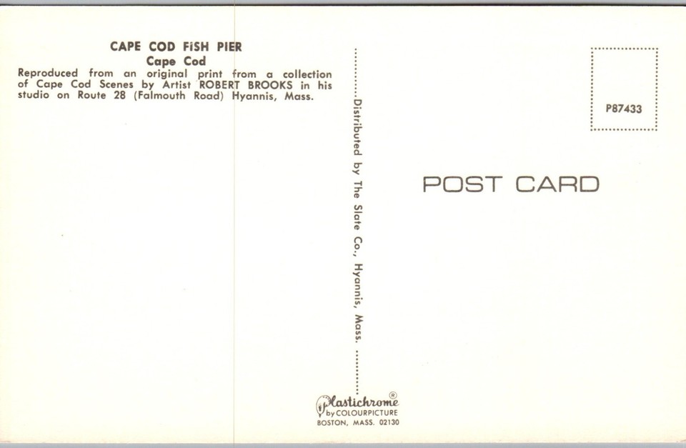Cape Cod MA - Fish Pier Robert Brooks Drawing Massachusetts Postcard | eBay