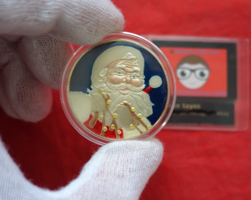 🔥Enamel Color Santa Claus Christmas 1 oz .999 Fine Silver Round w ...
