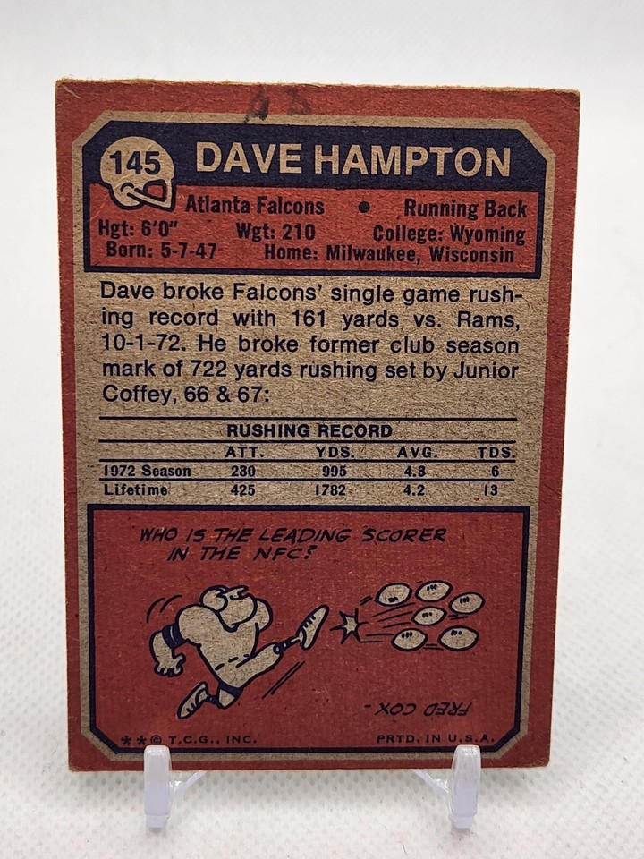 🏈DAVE HAMPTON 1973 Topps #145 Packers Falcons Vintage Football Card🏈 | eBay