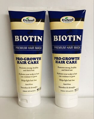 2-Pack Difeel ~ Biotin Pro-Growth Hair Care ~ Premium Hair Mask 8 oz ...