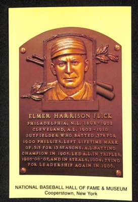 1964-Date Hall of Fame Plaque Elmer Flick HOF Cooperstown NM Yellow ...