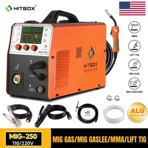 6IN1 Compact MIG Welder w/TIG Gun, Gas/Gasless MIG /Lift-TIG/MMA/Spool ...