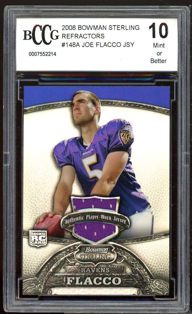 Joe Flacco Rookie Card 2008 Bowman Sterling Refractors Jersey #148 BGS ...