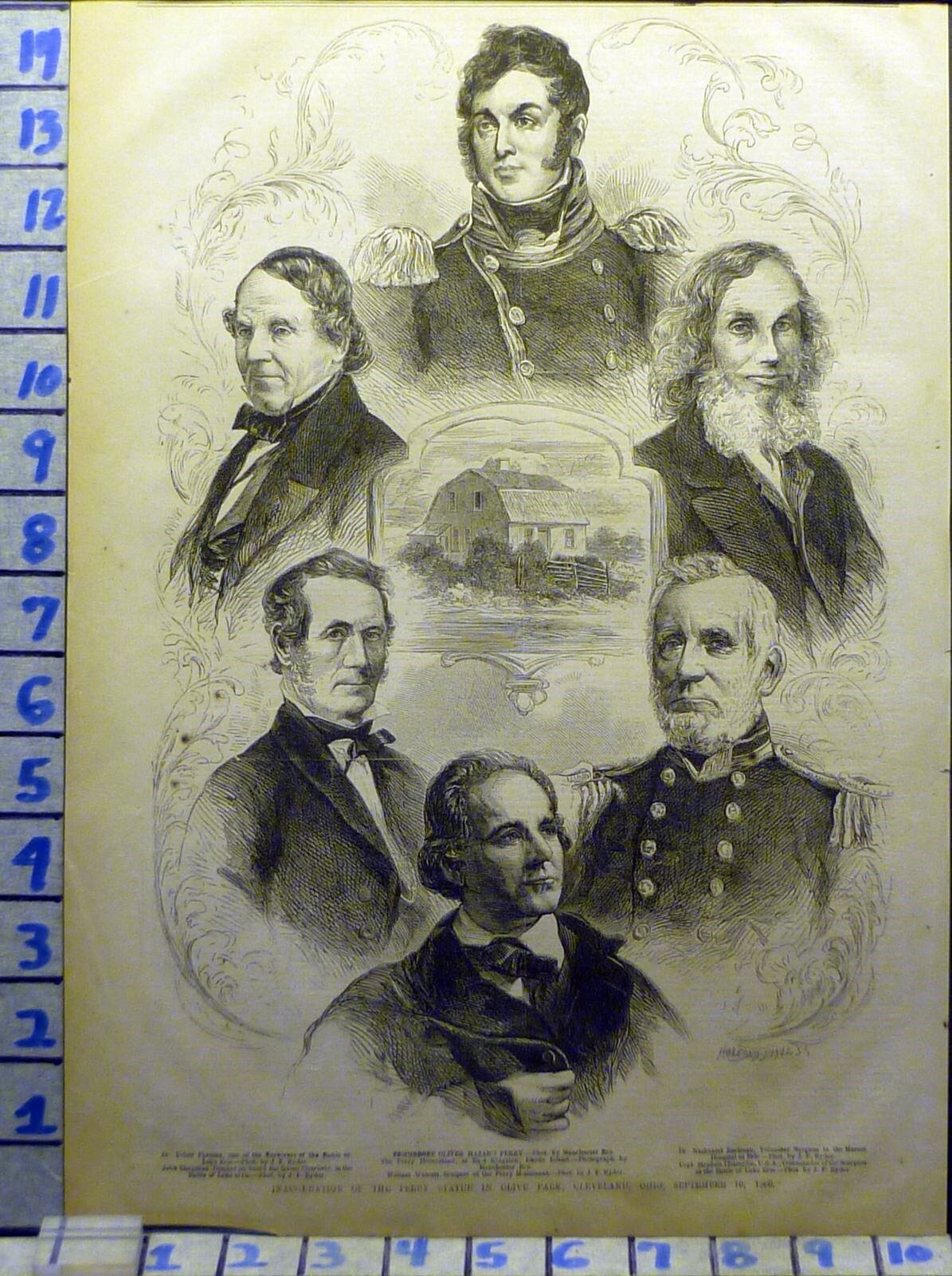 1860 PERRY MONUMENT NAVAL BATTLE LAKE ERIE CLEVELAND OHIO VINTAGE ART ...