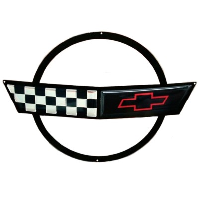 C4 Corvette Crossed Flag Wall Emblem Large Metal Art 91-96 Full 27" x ...