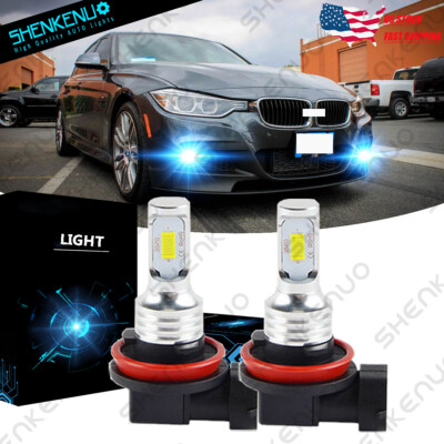 For BMW F10 F30 F32 X1 X3 Upgrade H11 H8 Ice Blue LED Fog Lamp Bulbs ...