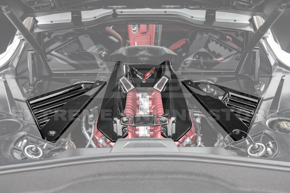For 23-Up Corvette C8 Z06 Coupe Carbon Fiber Engine Bay Covers ...