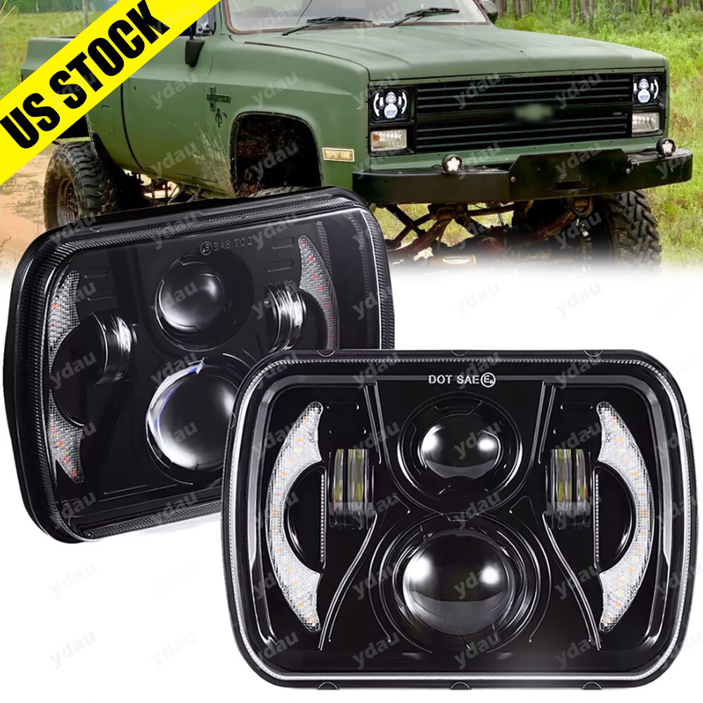 Pair 5x7" 7x6" inch LED Headlights Hi/Lo Seal Beam Kit For Chevy K10 ...