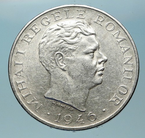 1946 ROMANIA Michael I Romanian Lady & Bird Antique Genuine Silver Coin ...