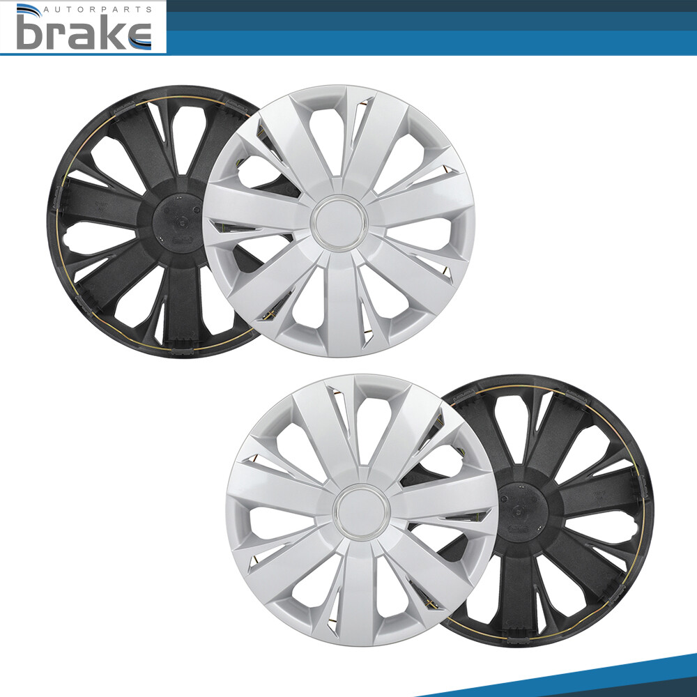 4 Pcs 16 inch Hub Caps Plastic Rim Covers Silver Wheel Kit Fits All ...