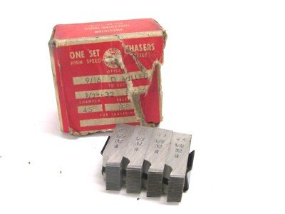 (4) GEOMETRIC INSERT CHASERS, 9/16" D MILLED, 1/2"-32 NS 2A 15º HOOK ...