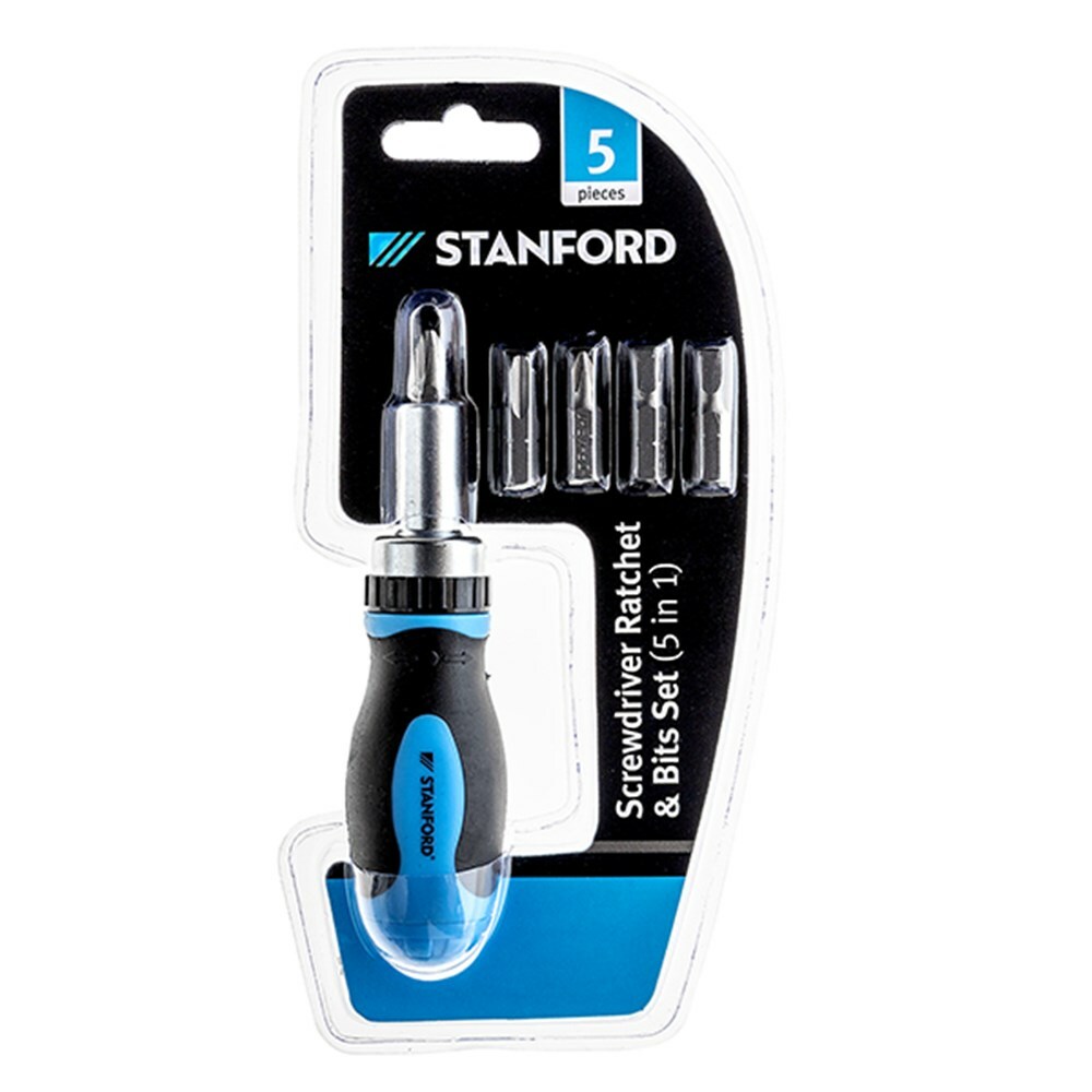 5 Piece Screwdriver Ratchet Bits Set Flat Head Slotted Phillips ...