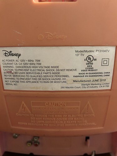 Disney Princess Retro Color TV Pink P1310ATV w/ Remote | eBay
