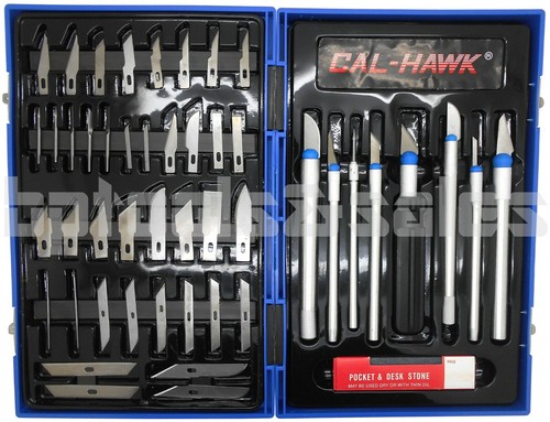 56pc PRECISION HOBBY KNIFE SET KIT EXACTO KNIVES BLADES CRAFT RAZOR ...