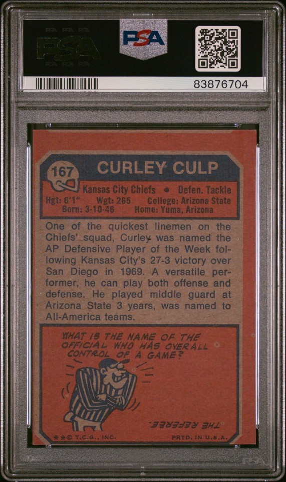 1973 Topps 167 Curley Culp - PSA 7 | eBay