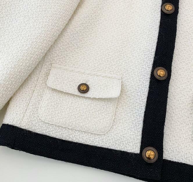 Womens Formal Work Office Crew Neck Short Coats Jackets Tweed Elegant ...
