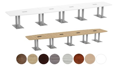 18 ft Modern Conference Table with Metal Legs Grommets for Power Data 8 ...