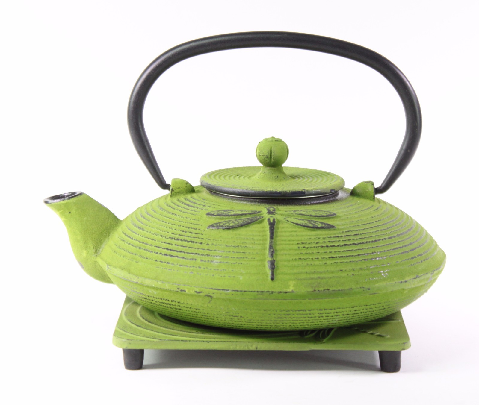 24 fl oz Green Dragonfly Japanese Cast Iron Teapot Tetsubin Infuser Tea ...